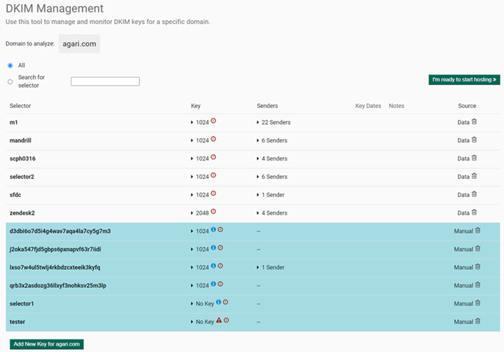 View DKIM Keys for a Domain in EasyDKIM Analyzer